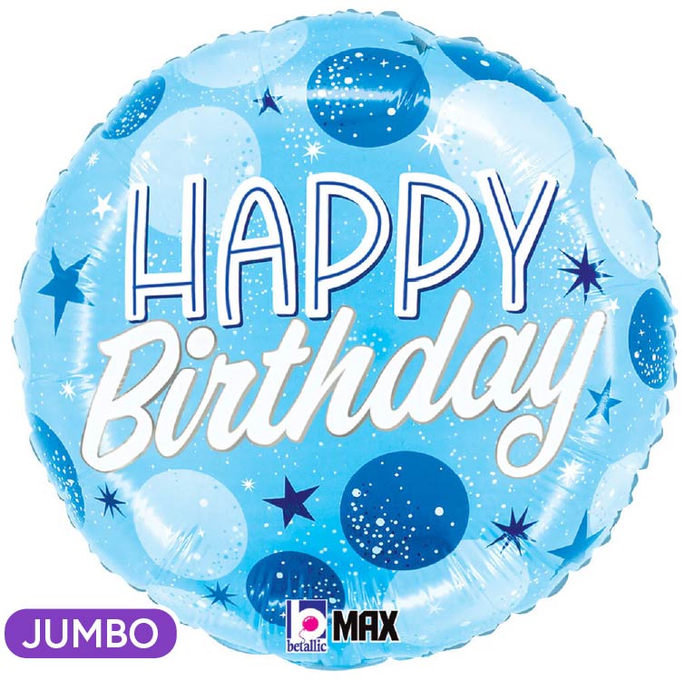 Happy Birthday Sparkle Blue Dots Supershape – Party Hardy Stores