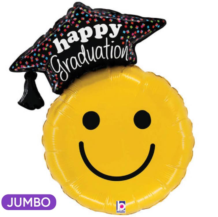 Happy Graduation Smiley 26" Mylar Balloon – Party Hardy Stores